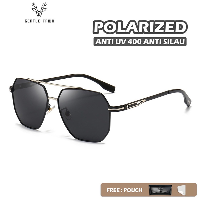 Jual GENTLE FAWN Sunglasses Kacamata Hitam Polarized Anti UV400 Anti Silau Model Kotak Metal ...