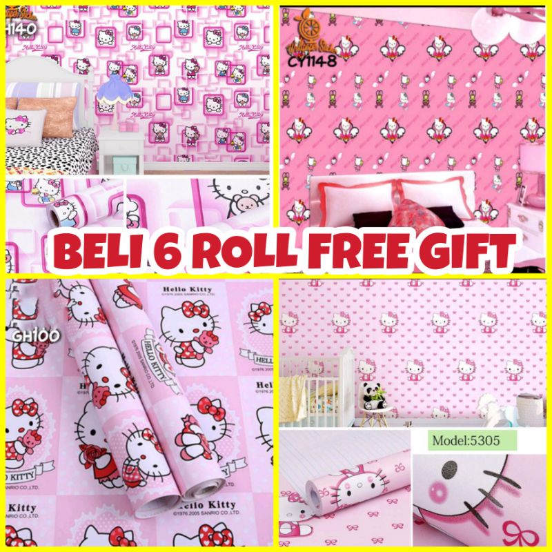 Jual Wallpaper Dinding Hello Kitty Stiker Dinding Hello Kitty Wallpaper Hello Kitty Walpaper ...