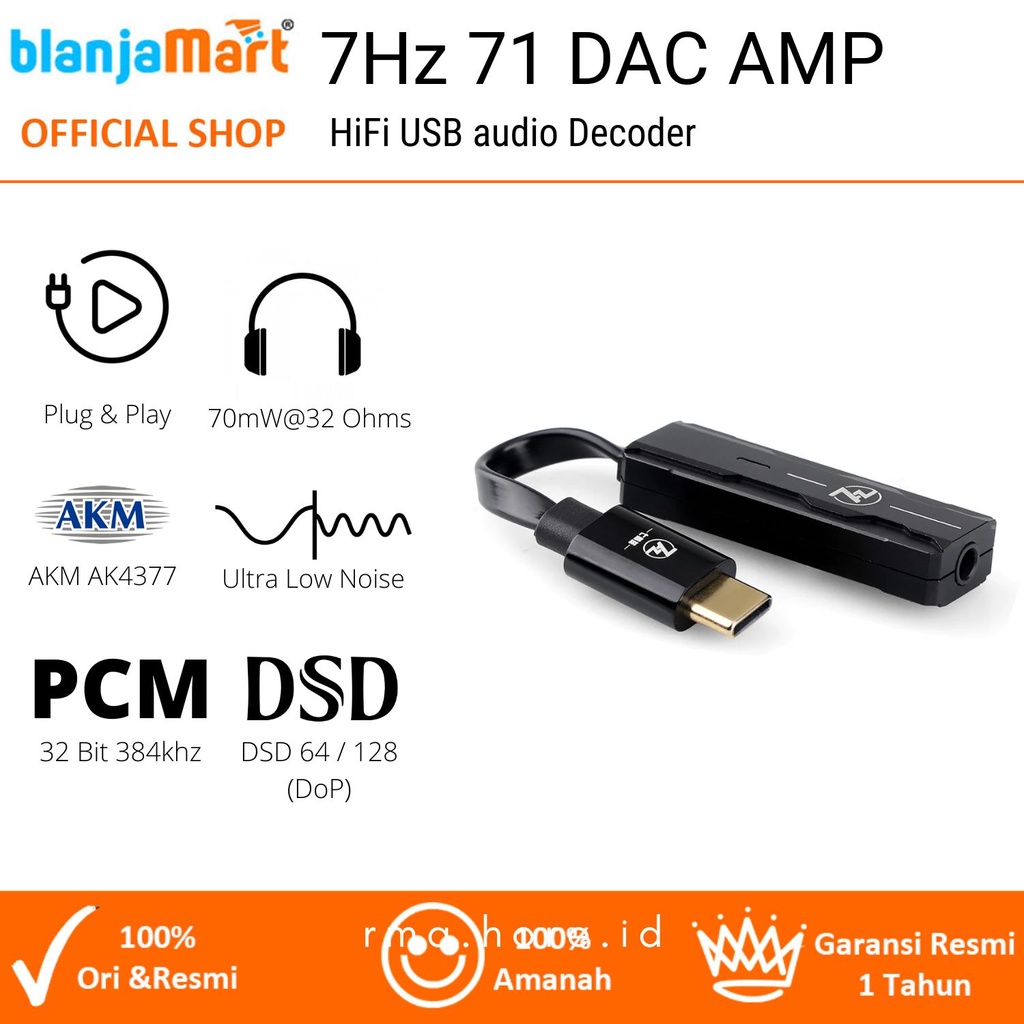 Jual 7HZ Sevenhertz 71AKM4377 USB DAC AMP USB-C Dongle - Garansi Resmi ...