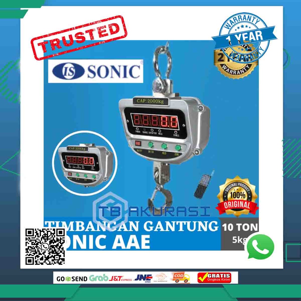 Jual Timbangan Gantung Digital Sonic AAE Crane Scale Ikan Ekspesi Barang Serbaguna 10 Ton ...
