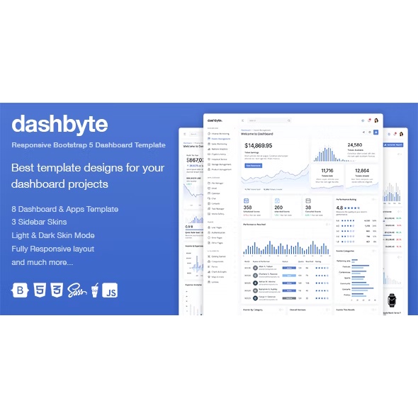 Jual Bootstrap 5 - Dashbyte Premium Admin Dashboard HTML Web Template | Shopee Indonesia