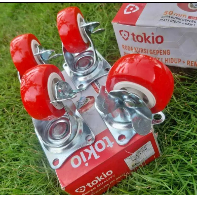 Jual Roda Caster Roda Nylon Merah 2 inch Hidup Rem (harga per set ...