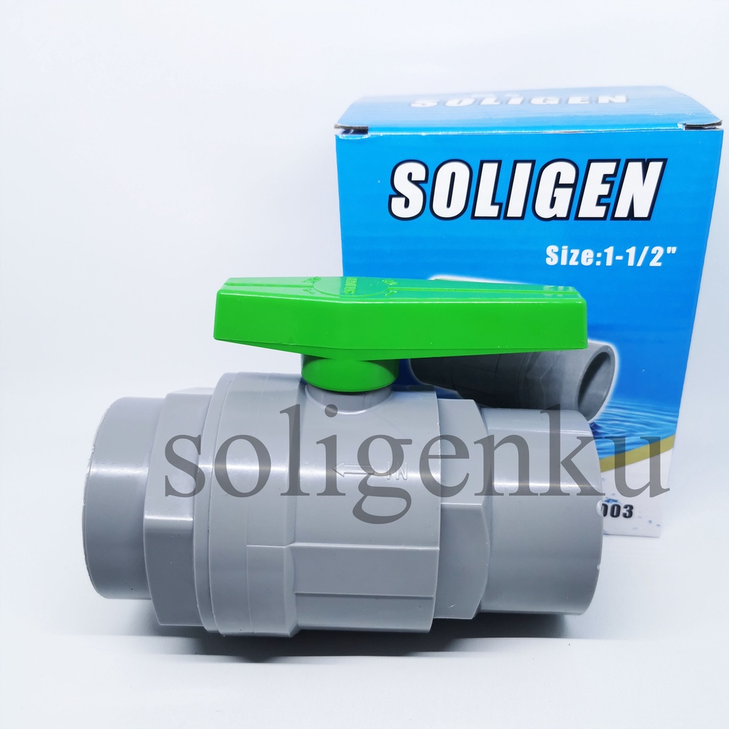 Jual Ball Valle Stop Kran Ball Valve Stop Keran Pvc Soligen 1 1/2" CN003 | Shopee Indonesia