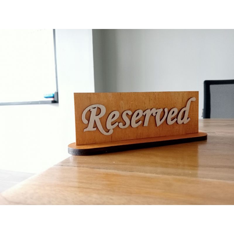 Jual sign meja restoran caffe reserved TIMBUL tanda meja reservasi kayu ...