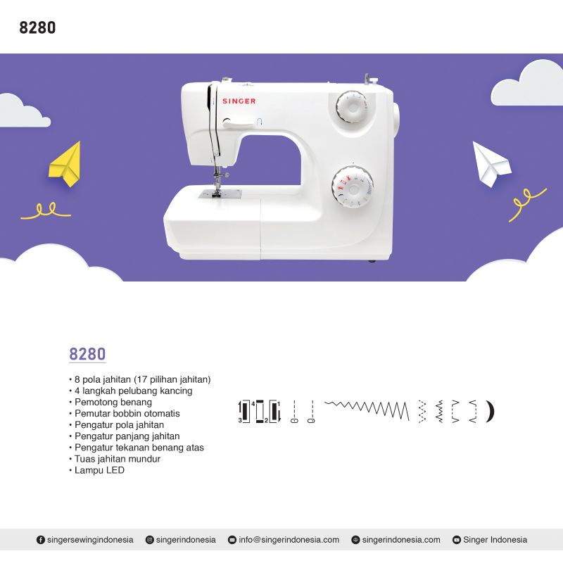 Jual SINGER MECHANICAL 8280 PORTABLE SEWING MACHINE | Shopee Indonesia
