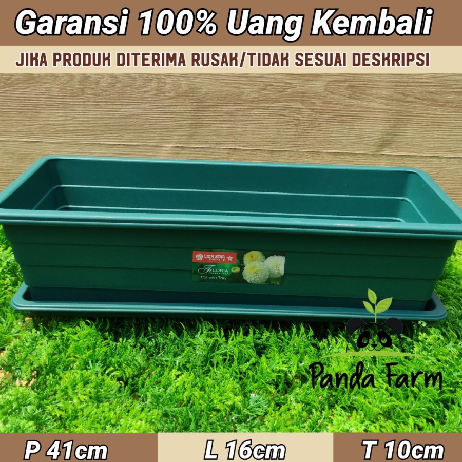 Jual Pot Bunga Persegi Panjang Trivetto uk M Hijau - Panjang 41cm ...