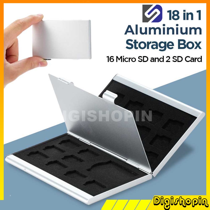 Jual Tempat Penyimpanan MMC Bahan Metal 18 in 1 Aluminium 16 Micro SD ...