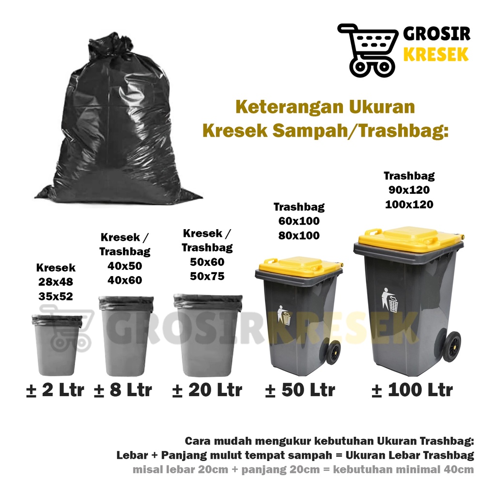 Jual [VARIAN] AA5 Plastik Tempat Sampah Grosir Kresek LDPE isi 20 lembar Tebal 03 ukuran 40x50 ...
