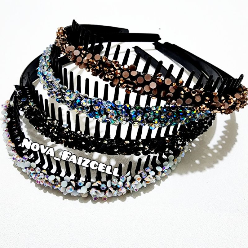 Jual Bando Sisir Hitam Manik Diamond Premium Bandana Korea Dewasa ...