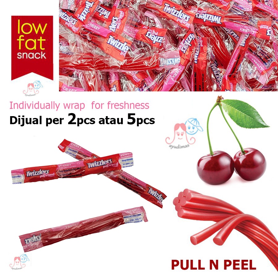 Jual USA Cherry Twizzlers Low Fat Snack Candy 2pcs atau 5pcs - permen ...
