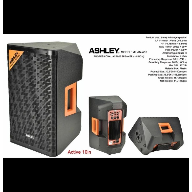Jual speaker aktif ashley milan a10 a 10 10 inch original garansi ...