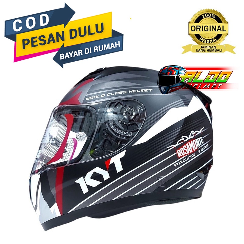 Jual HELM KYT R10 MOTIF RACE EDITION #3 MATT GM WHITE KACA FLAT CLEAR ...