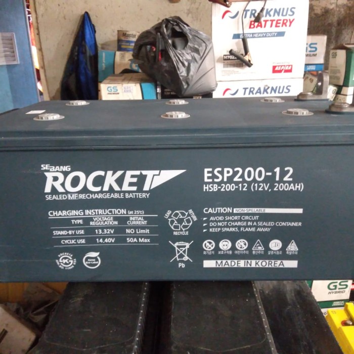 Jual Battery rocket vrla gel 12v 200ah korea | Shopee Indonesia
