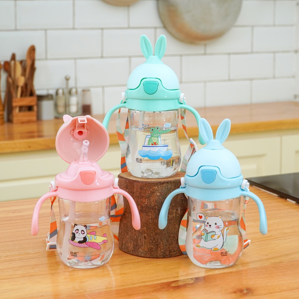 Jual CaTalina Botol Minum Tritan Anak Model Kelinci dengan Sedotan dan Gagang 280 ML | Shopee ...