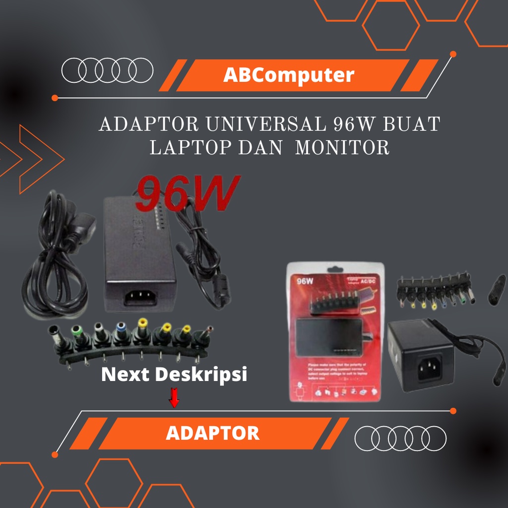 Jual ADAPTOR UNIVERSAL 96W BUAT LAPTOP DAN MONITOR BANDUNG | Shopee ...