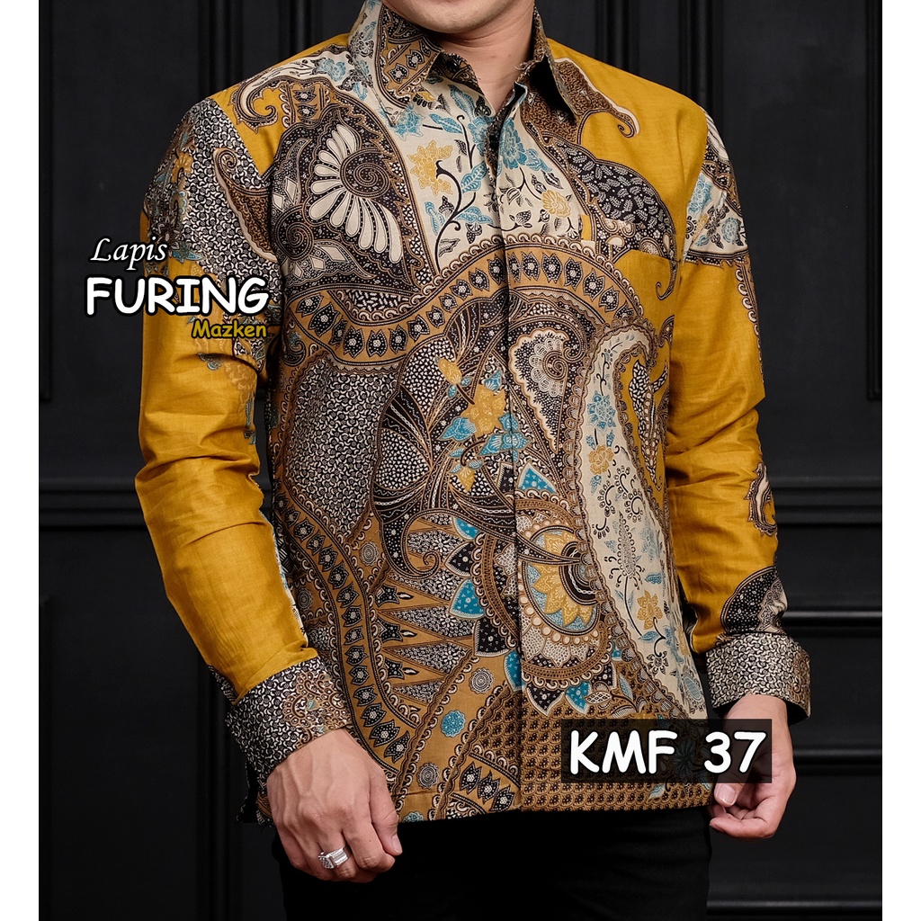 Jual Kemeja Furing batik Kuning lapis Furing Lengan Panjang KMF 37 ...