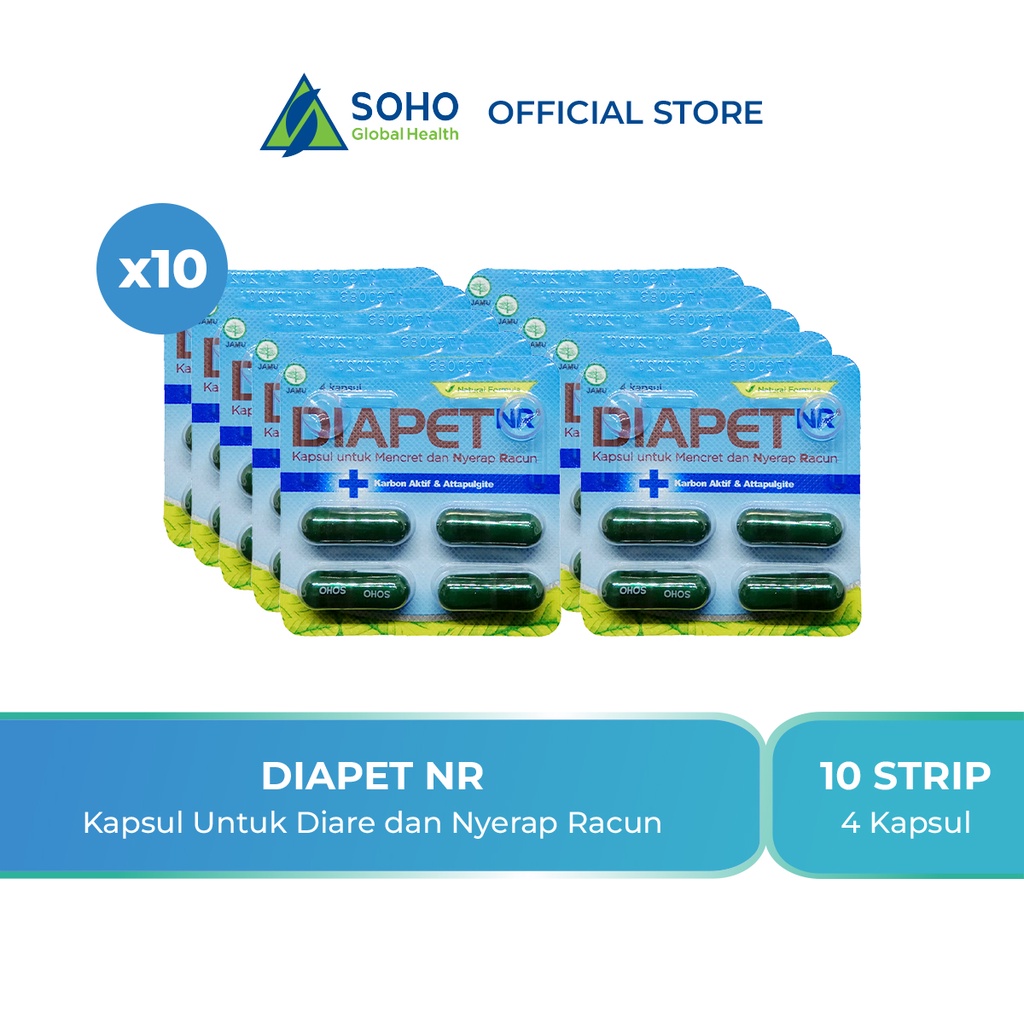 Jual Diapet NR (Nyerap Racun) Kapsul Untuk Mencret 10 Strip isi 4 Kapsul | Shopee Indonesia