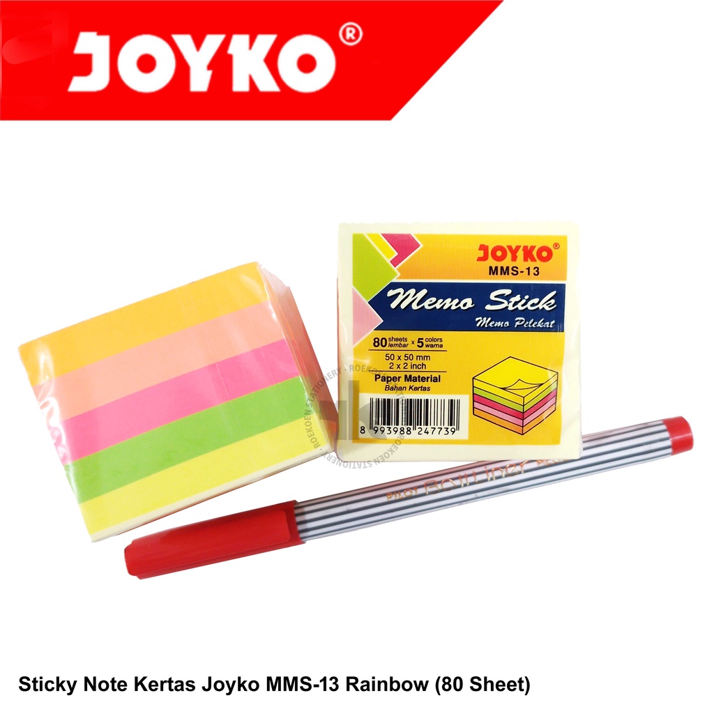 Jual Joyko Sticky Note Kertas 50x50mm MMS-13 (400 Sheets = 80 x 5 Basic ...