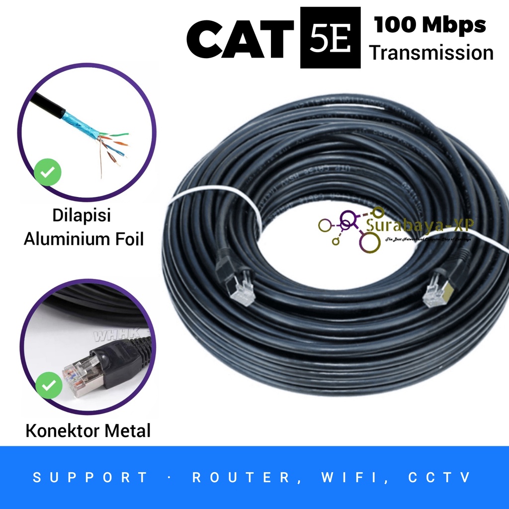 Jual Kabel LAN 25M UTP STP CAT5E 25 M 25 Meter 25Meter FTP Outdoor ...