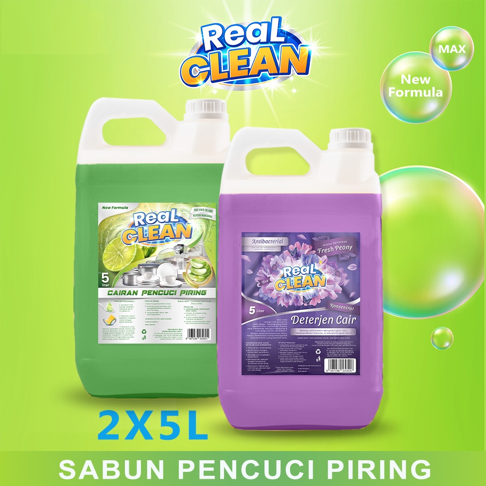 Jual [BUNDLE]Deterjen Cair Laundry 5L & Sabun Cuci Piring Jeruk Nipis 5L Real Clean - 2PCS ...