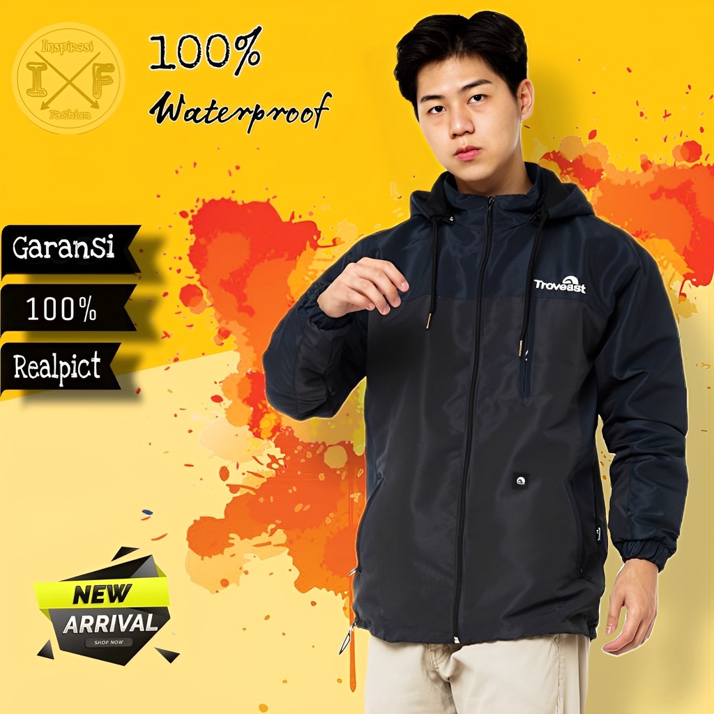 Jual Jaket Gunung Pria Waterproof Anti Air Taslan Jaket Outdoor Hiking ...