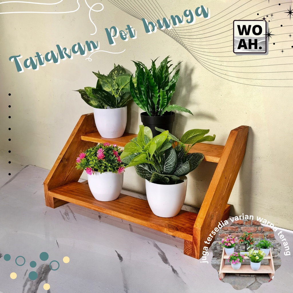 Jual Rak Bunga Kayu Susun Tangga Tingkat kayu tanaman hias | Shopee ...