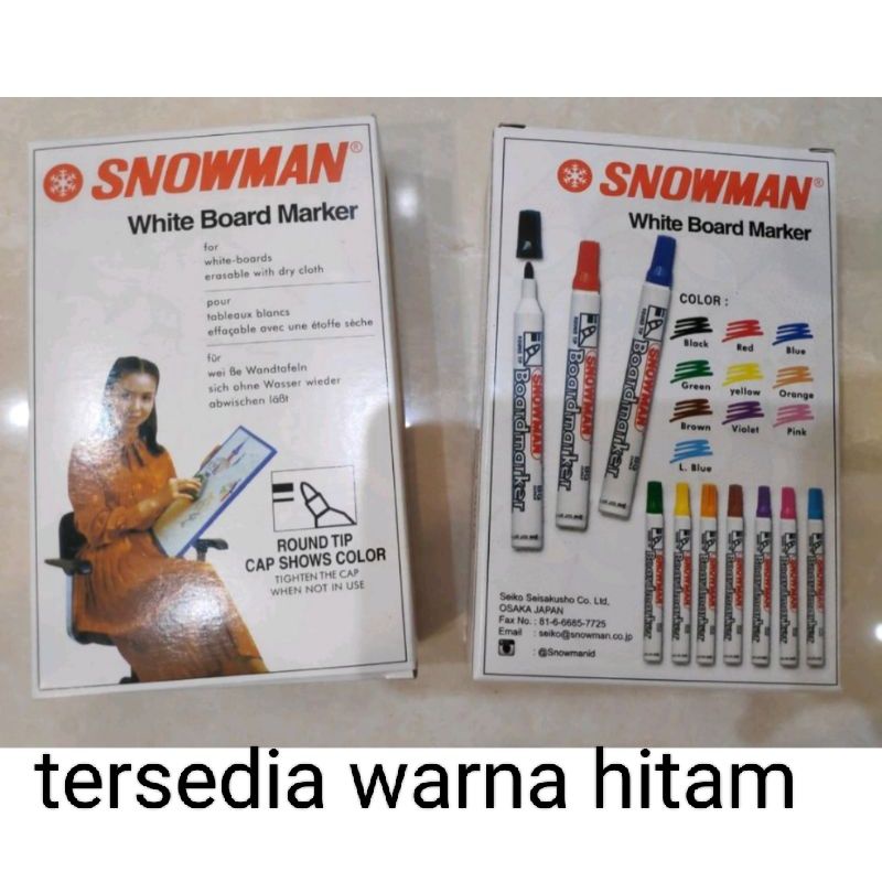 Jual spidol snowman tidak permanent warna hitam 1kotak isi 12pcs ...