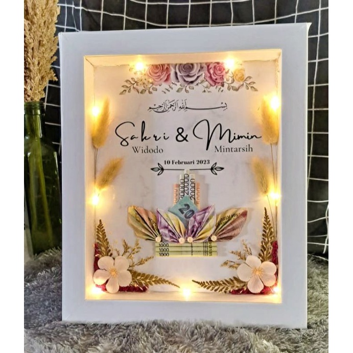 Jual BINGKAI MAHAR PERNIKAHAN 10R /MAHAR IN FLOWER FRAME 3D CUSTOM ...