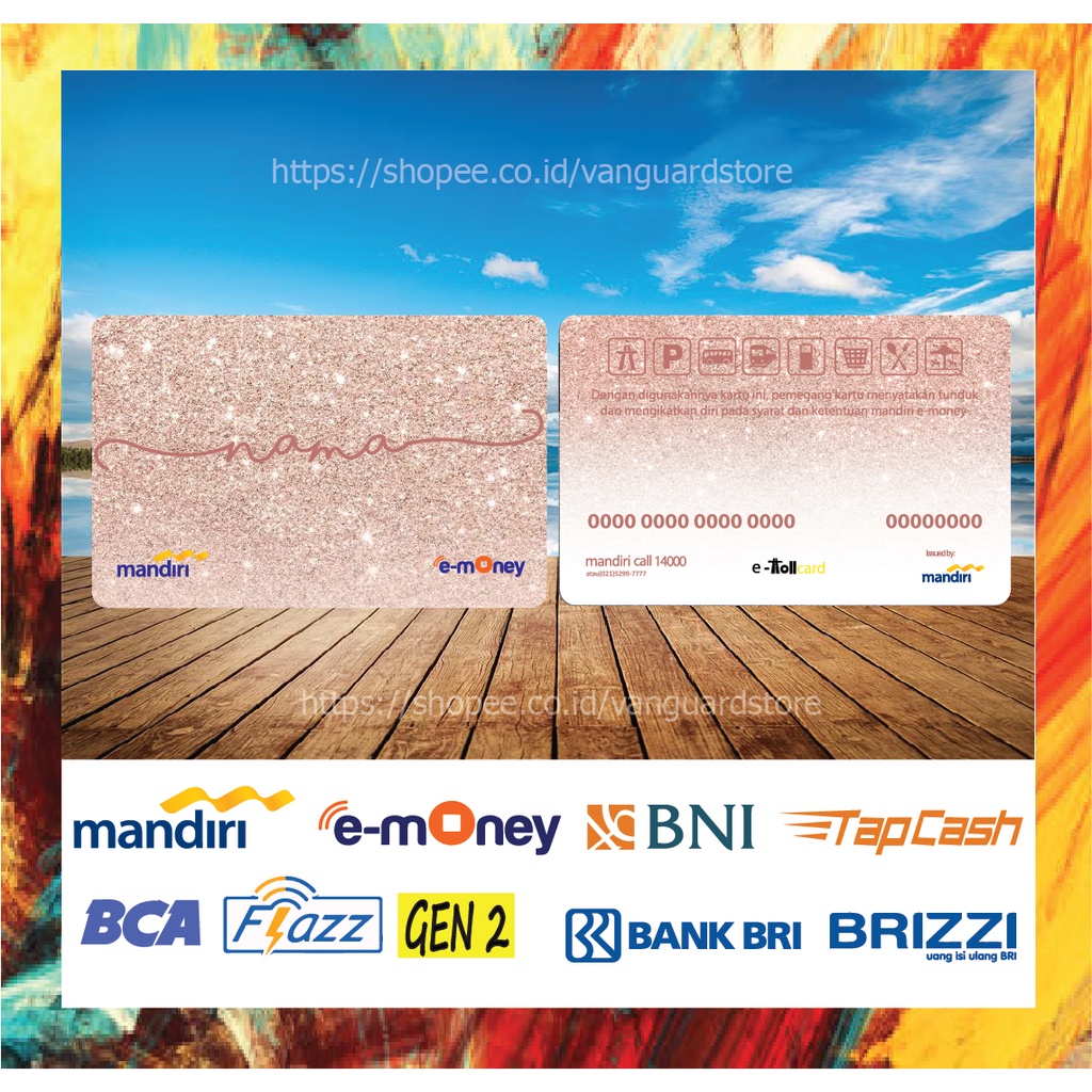 Jual CUSTOM E MONEY E TOLL KARTU NAMA PINK PUTIH GLITER PINK KUMPULAN ...