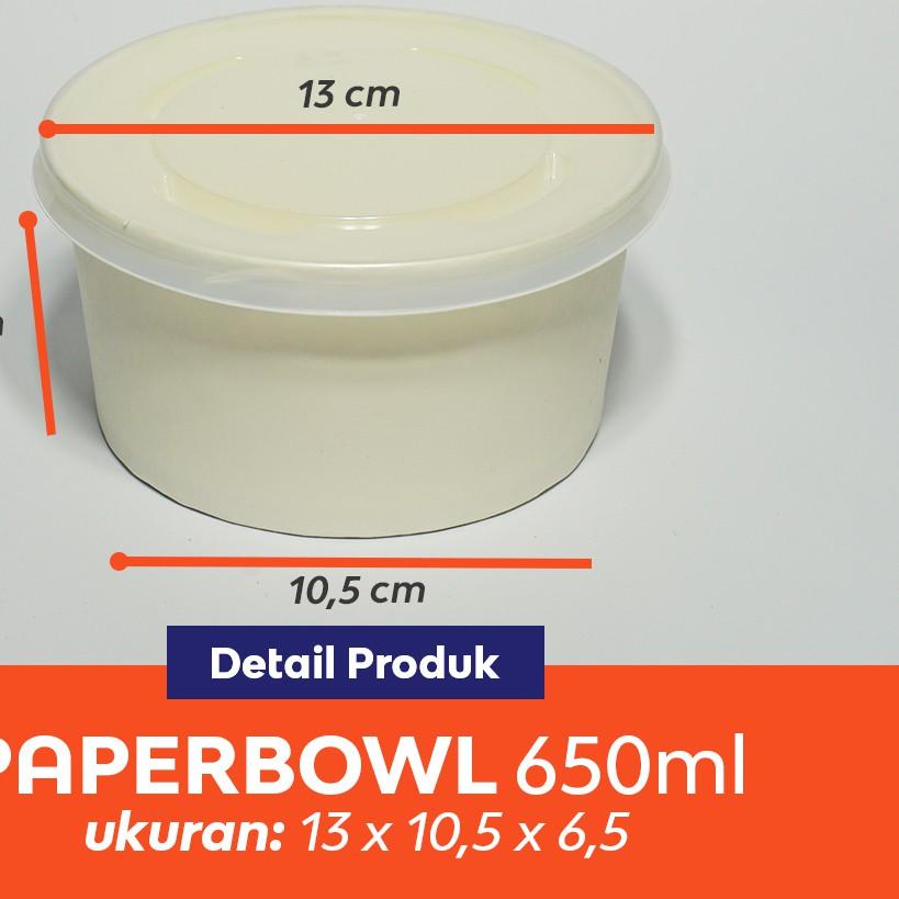 Jual ♛ Mangkuk Kertas (Paperbowl) + Tutup - 650ml ( isi 50 ) | Shopee Indonesia