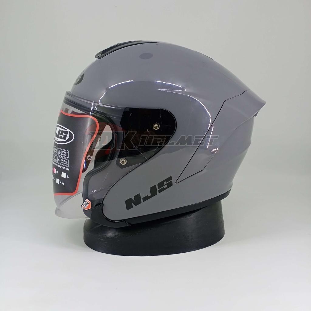 Jual Helm Half Face NJS Kairoz Solid Stone Grey | Shopee Indonesia
