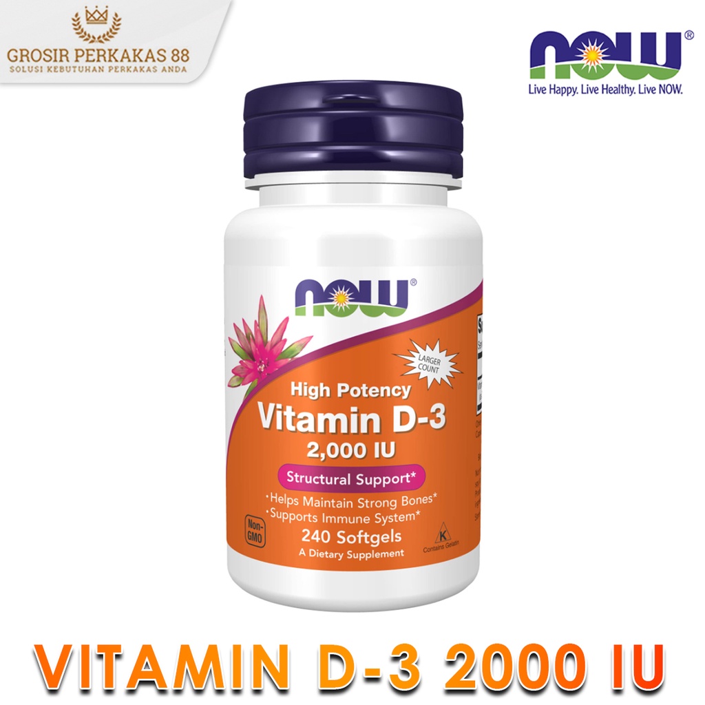 Jual Vitamin D3 2000 iu Vit D Now Foods | Shopee Indonesia