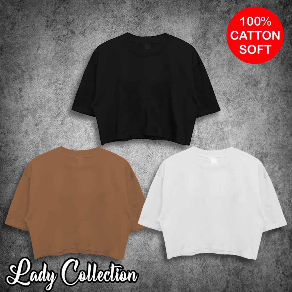 Jual KAOS CROP TOP OVERSIZE WANITA POLOS | Shopee Indonesia