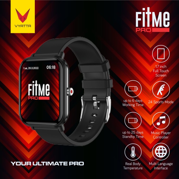 Jual VYATTA Fitme Pro Smartwatch - Custom Watch Face Full Touch Metal ...