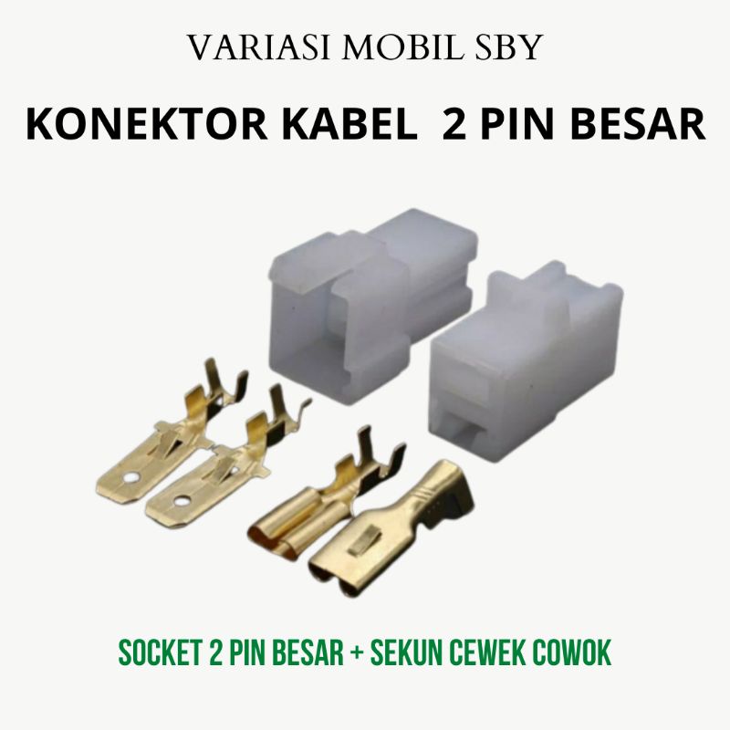Jual Socket Soket Konektor Kabel 2 Pin BESAR 1 Set Lengkap dengan Skun ...