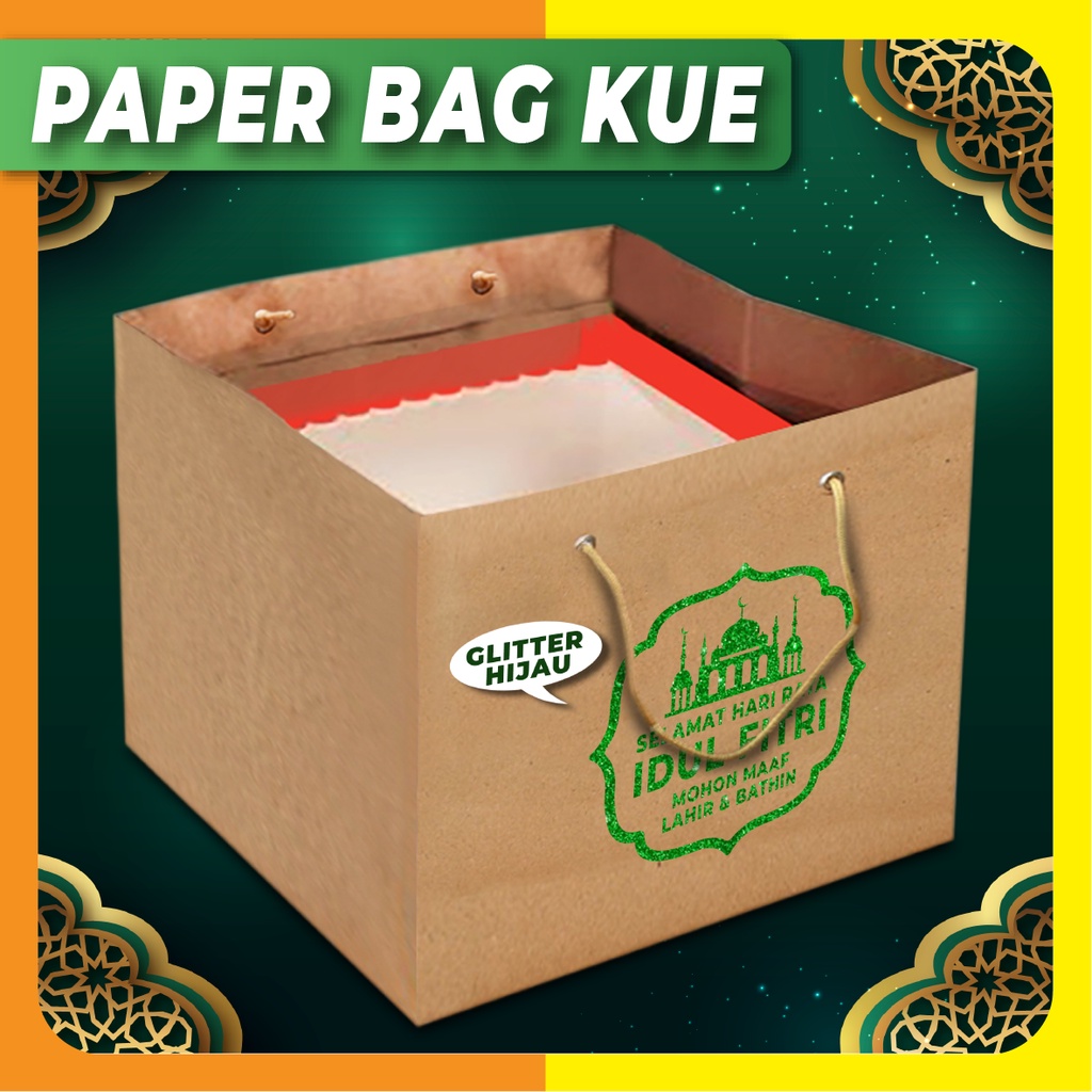 Jual Paper Bag Kue Cake Box | KRAFT COKLAT - Lebaran Idul Fitri (10 pcs ...