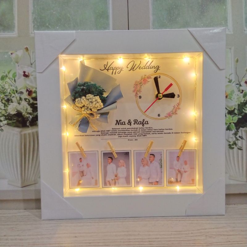 Jual 25x25cm Jam lampu tumblr LED scrap box bingkai frame foto popup 3D ...