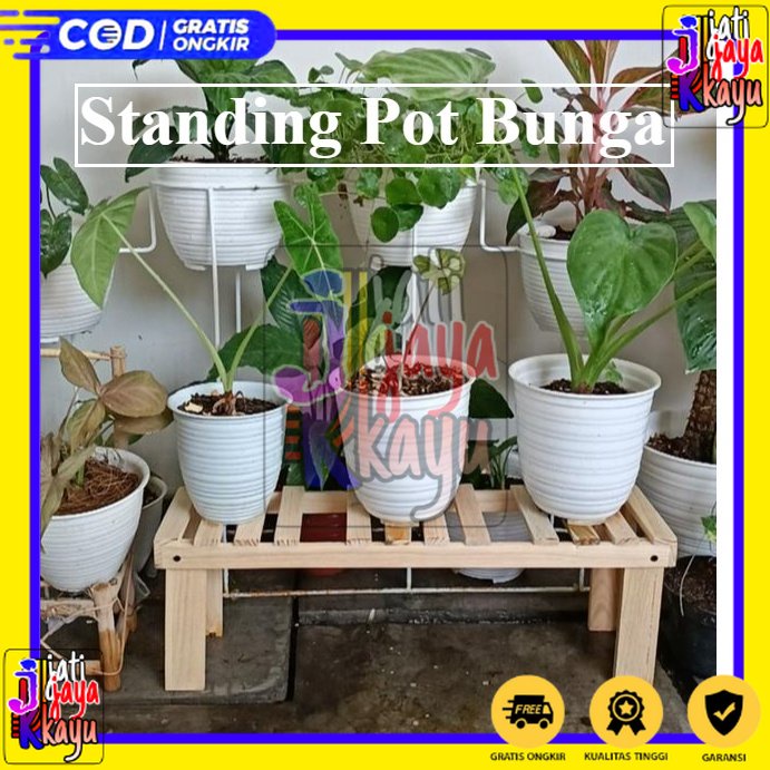 Jual Rak Pot Bunga model lurus Tatakan Pot Standing Pot Rak Kayu ...