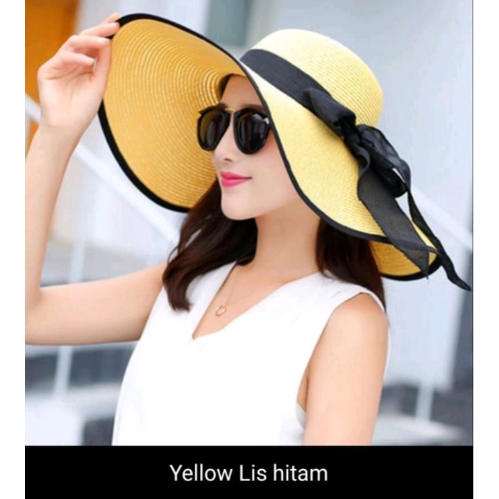 Jual Topi Pantai Lebar Import fashion model korea ANTI UV New (bahan Tebal) | Shopee Indonesia