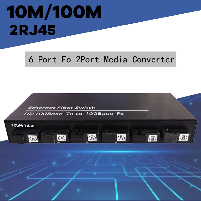 Jual Media Converter 10M/100M 6 Port FO 2 Port LAN Ethernet Fiber Switch Optical Media Converter ...