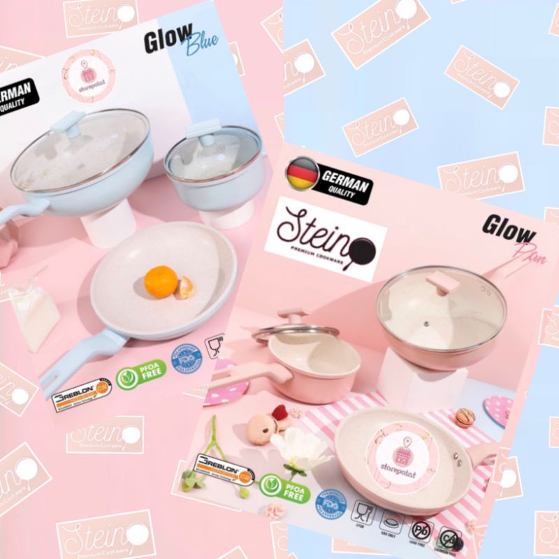 Jual Stein Panci Glow Pan Pink Blue Paket Wok 26 Frypan 22 Saucepan 16 ...