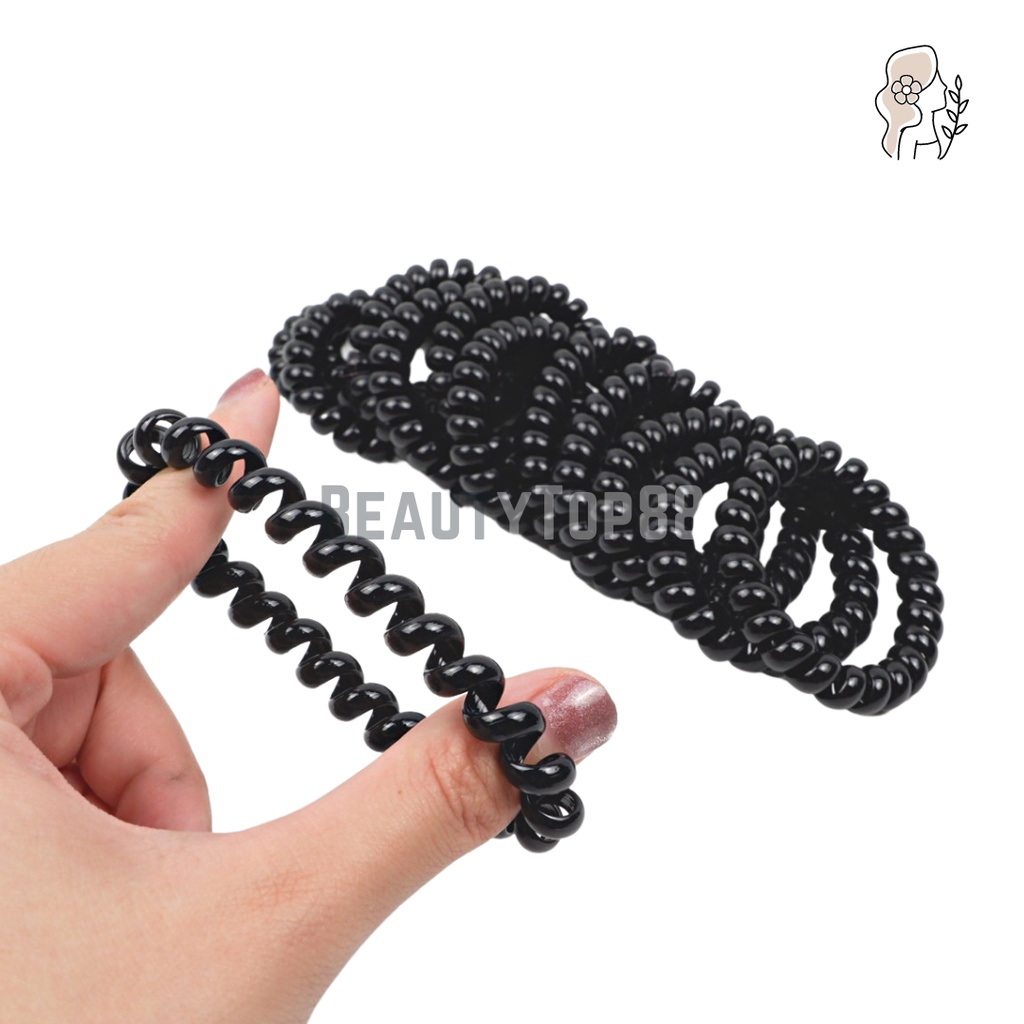 Jual Kunciran Rambut Spiral Besar 5 cm Warna Hitam Candy / Ikat Rambut ...