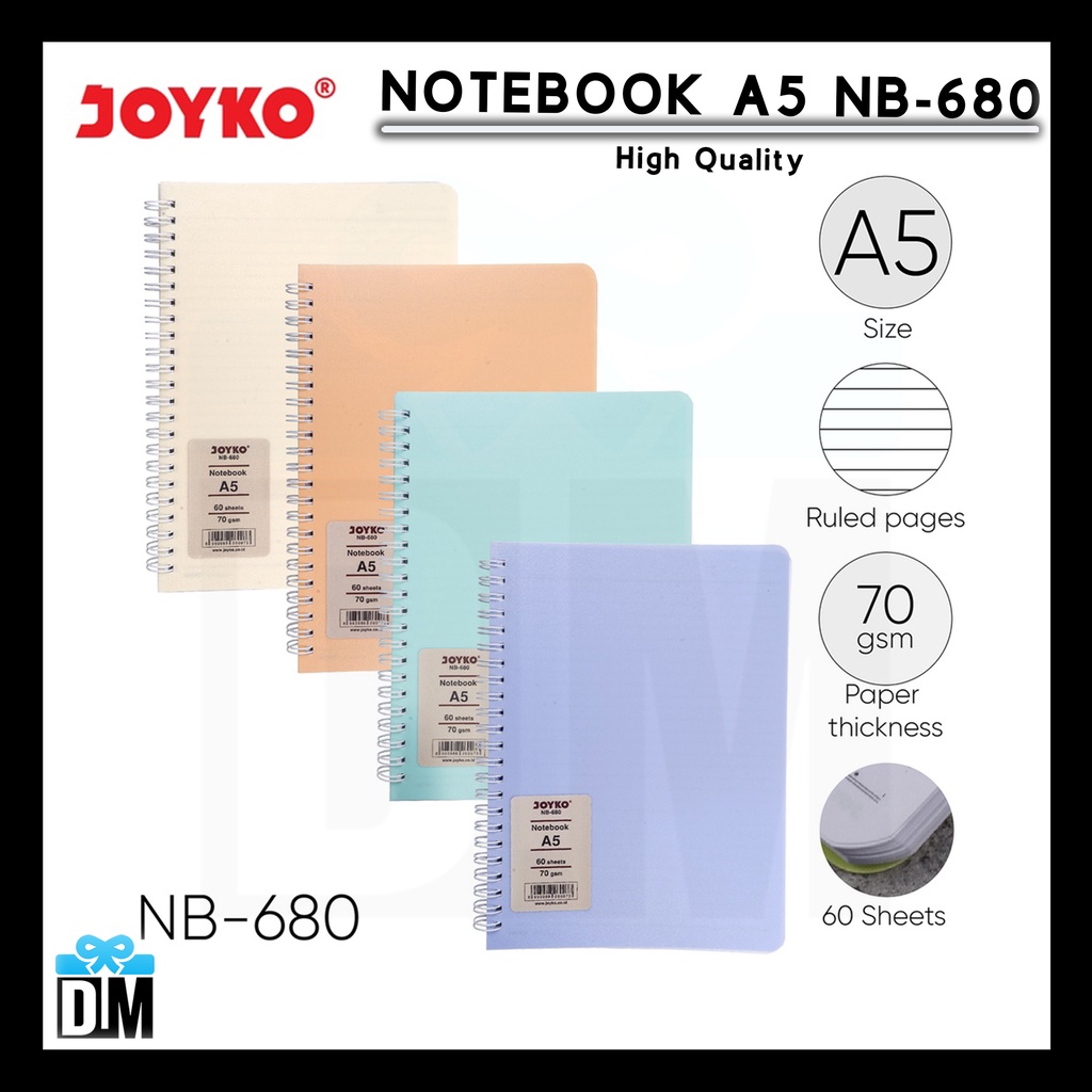 Jual Notebook Pastel A5 Buku Diary Ring Book Catatan Agenda Bergaris Joyko NB-680 #M | Shopee ...