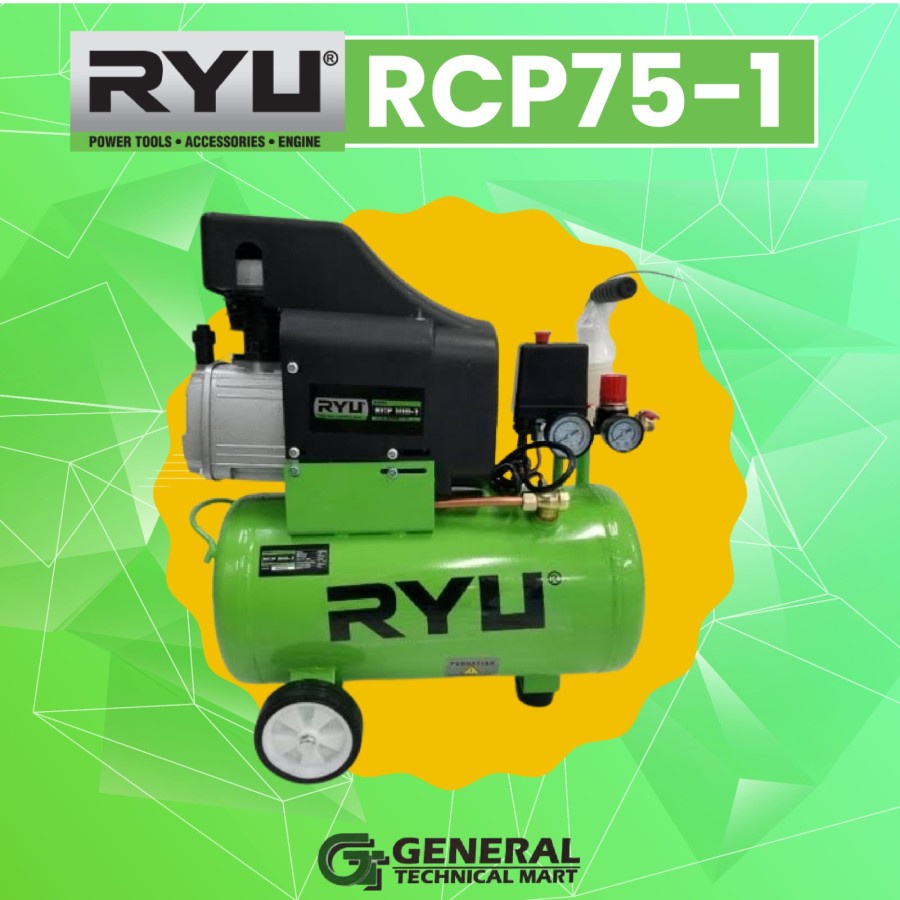 Jual Kompresor 3/4 HP 10 Liter RYU Tekiro RCP 75-1 / Portable Compresor ...