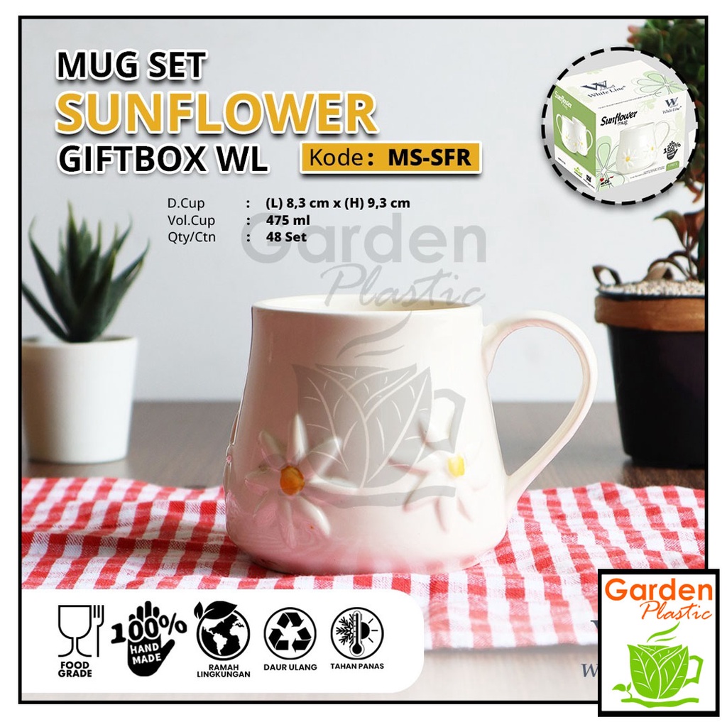 Jual MUG CANGKIR SUNFLOWER / MUG MURAH / MUG LUCU / GELAS KERAMIK WHITE ...