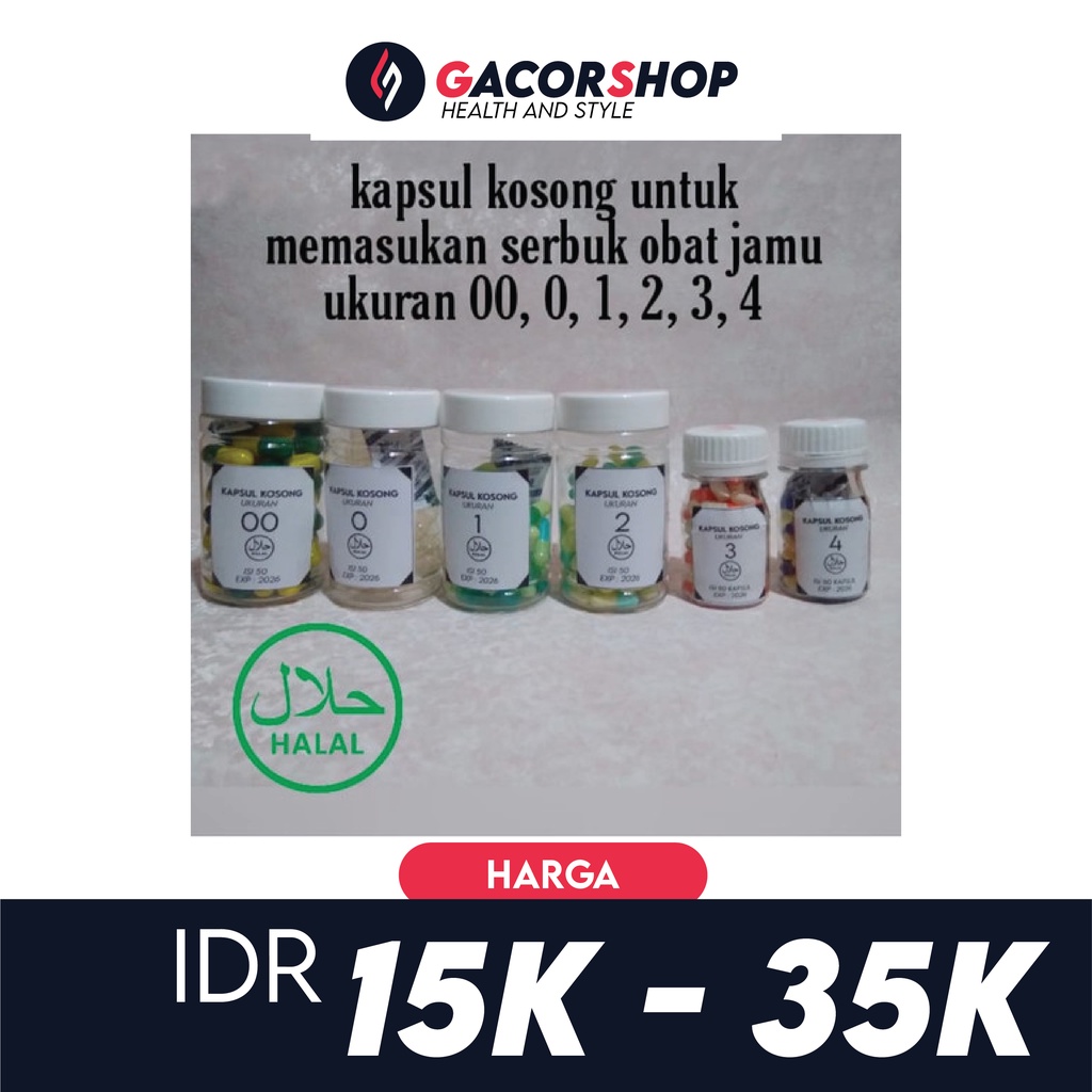 Jual Kapsul Kosong Cangkang Kapsul Ukuran 00, 0, 1, 2, 3, 4 isi 50 kapsul HALAL | Shopee Indonesia