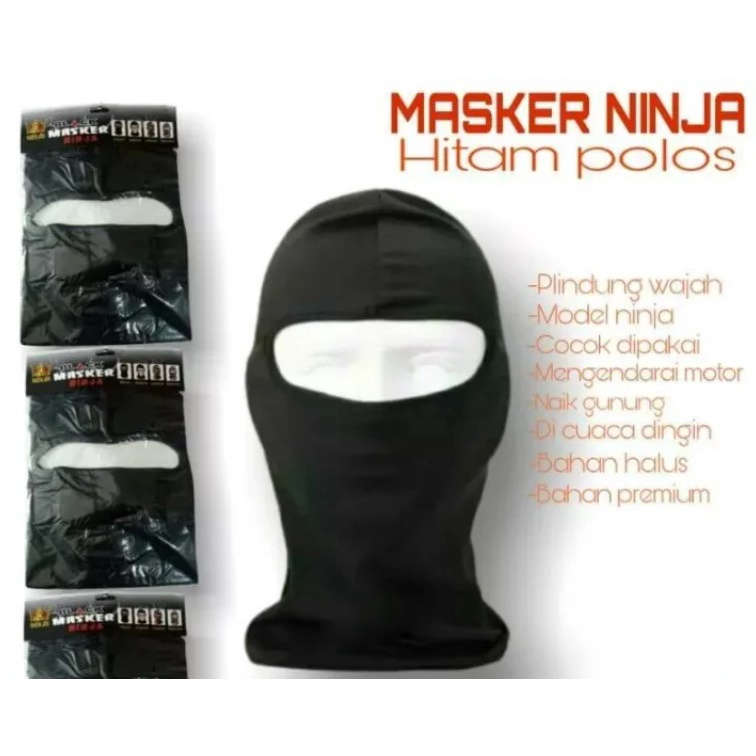 Jual Tutupan Masker Motor Balaclava Sarung Kepala Helm Full Face Hitam ...