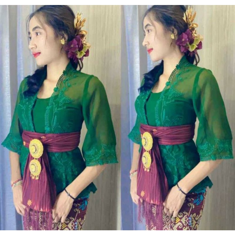Jual kebaya bordir butterfly ijo botol | Shopee Indonesia