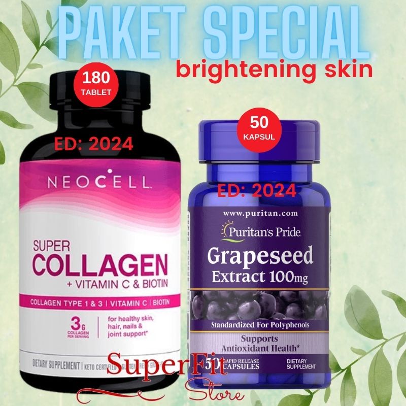 Jual Paket- Neocell Super Collagen 180 tabs & Puritan's Pride Grapeseed ...