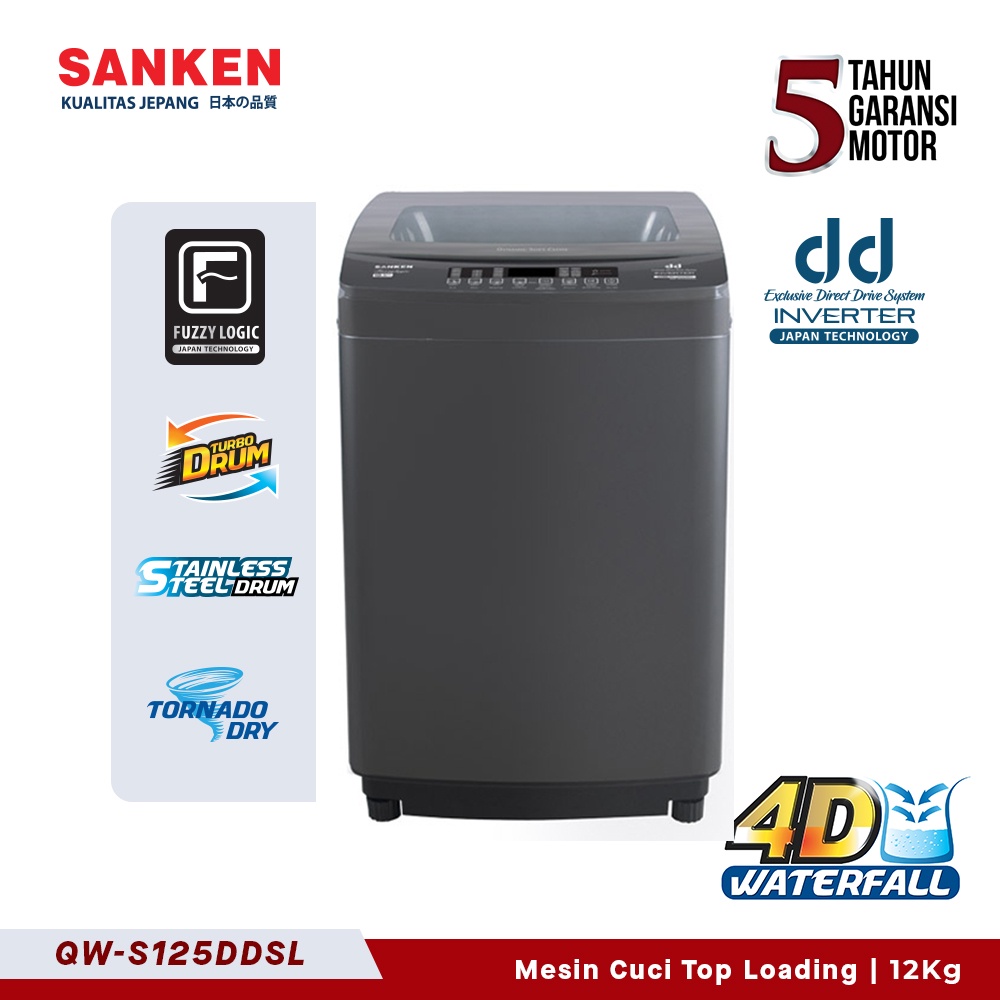 Jual Sanken Mesin Cuci Inverter 12Kg QW-S125DDSL Silver | Shopee Indonesia